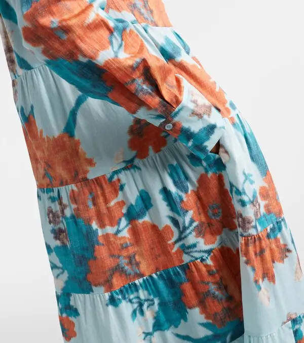 Erdem Floral Tiered Cotton Shirt Dress - Multicoloured