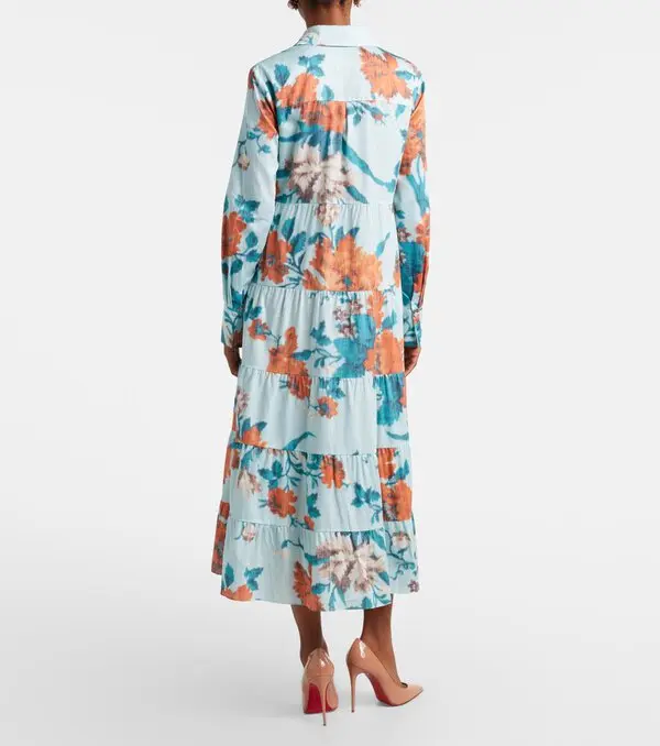 Erdem Floral Tiered Cotton Shirt Dress - Multicoloured