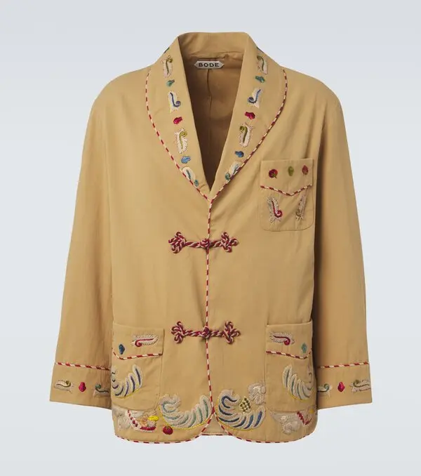 BODE Feather Runner Embroidered Cotton Jacket - Beige