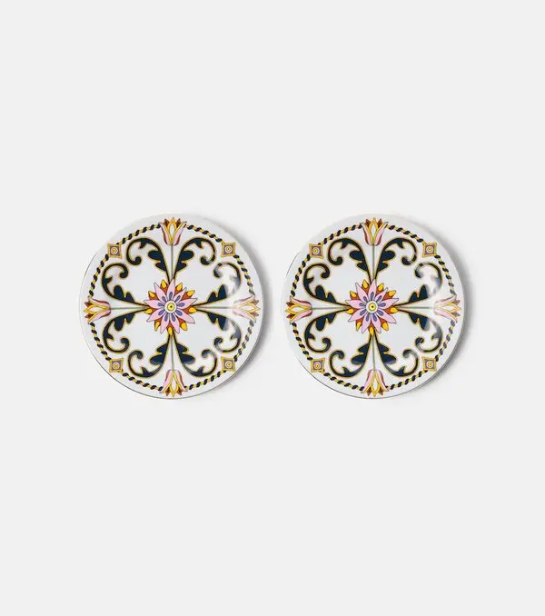 La DoubleJ Tyrrhenia Tulyps Set Of 2 Dessert Plates - Green