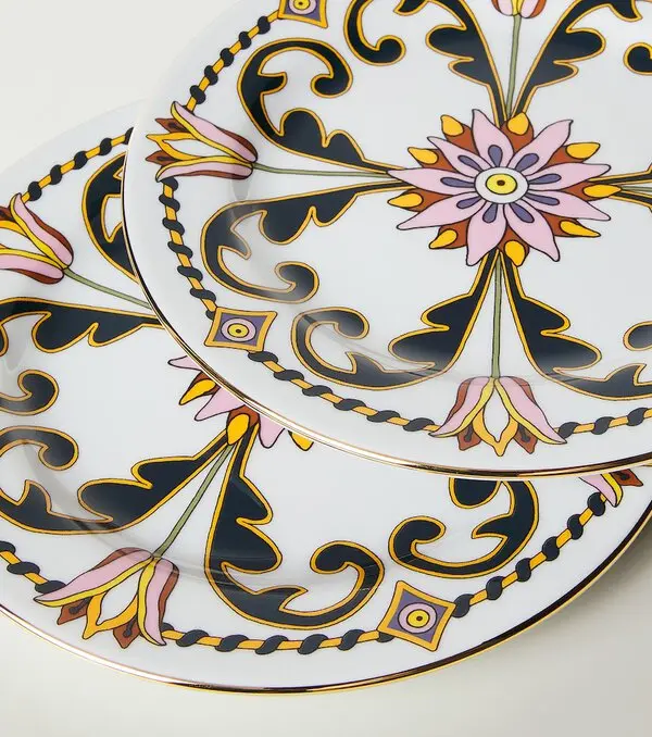 La DoubleJ Tyrrhenia Tulyps Set Of 2 Dessert Plates - Green