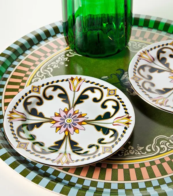 La DoubleJ Tyrrhenia Tulyps Set Of 2 Dessert Plates - Green