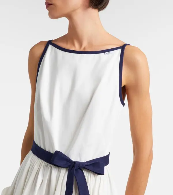 Prada Cotton And Linen Midi Dress - White | Editorialist