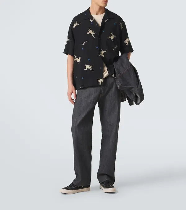 Visvim Crosby Printed Bowling Shirt - Blue