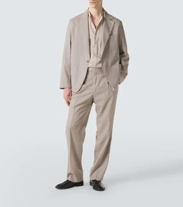 STOFFA Pleated Wool Wide-leg Pants