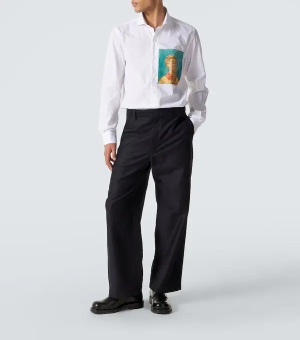 Junya Watanabe X Luigi Borrelli Printed Cotton Shirt - White