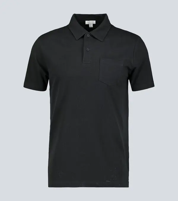 Sunspel Riviera Cotton Polo Shirt - Black