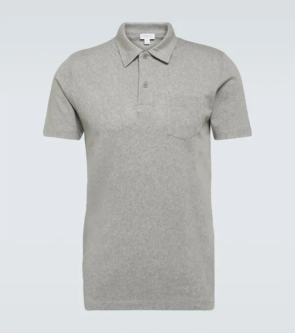 Sunspel Riviera Cotton Polo Shirt - Grey