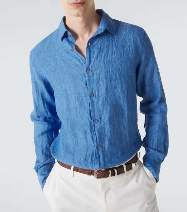 Sunspel Linen Shirt - Blue