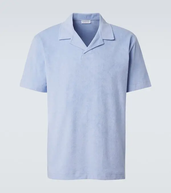 Sunspel Cotton Terry Polo Shirt - Blue