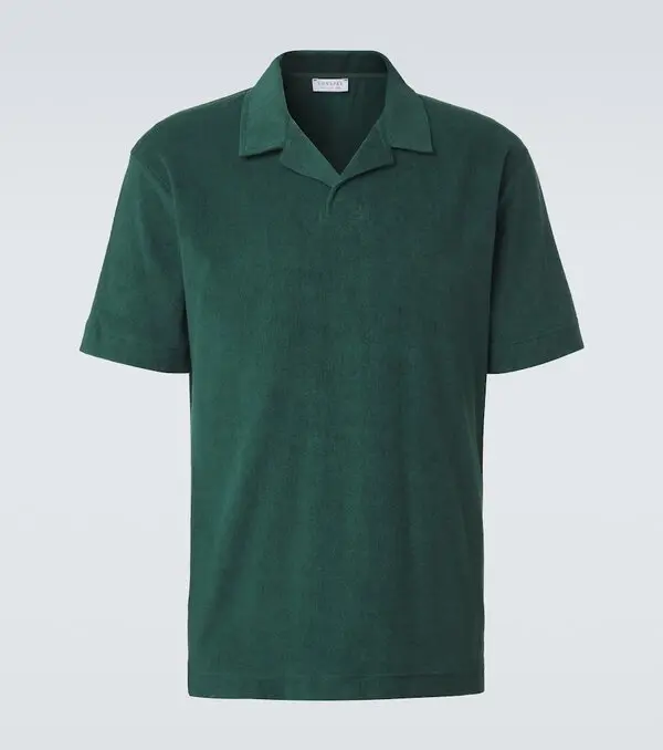Sunspel Cotton Terry Polo Shirt - Green