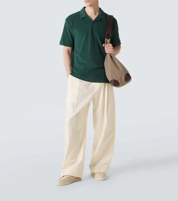 Sunspel Cotton Terry Polo Shirt - Green