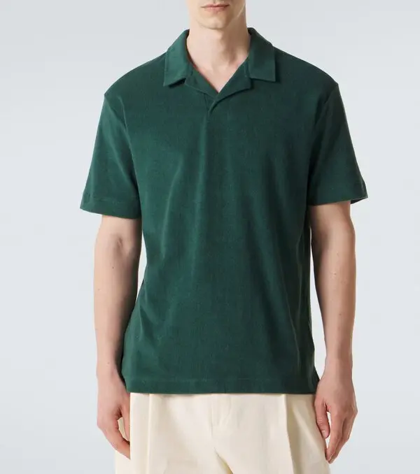 Sunspel Cotton Terry Polo Shirt - Green