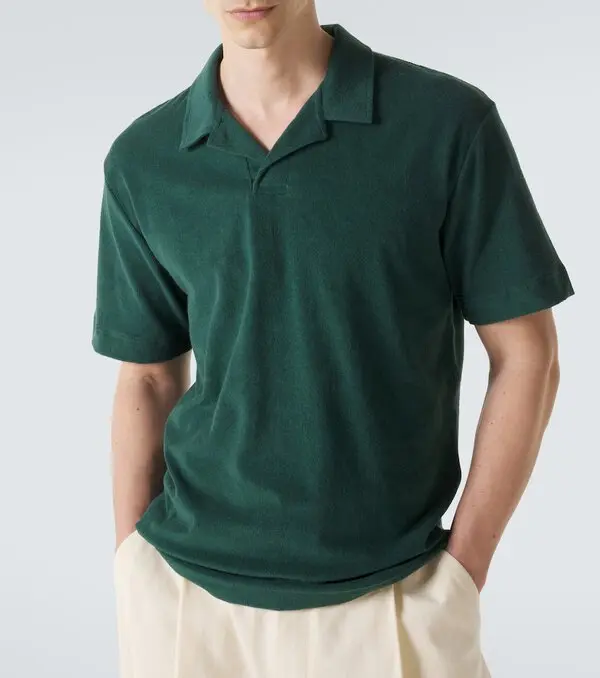 Sunspel Cotton Terry Polo Shirt - Green