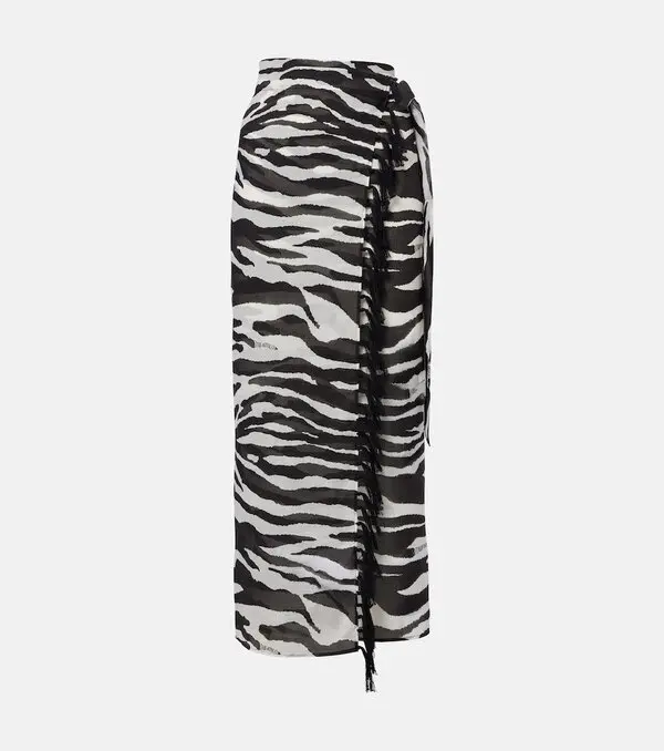Attico Zebra-print Cotton Muslin Beach Cover-up - White