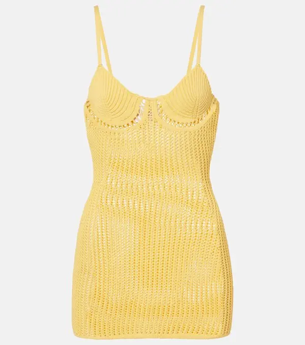 Attico Crochet Cotton-blend Minidress - Yellow