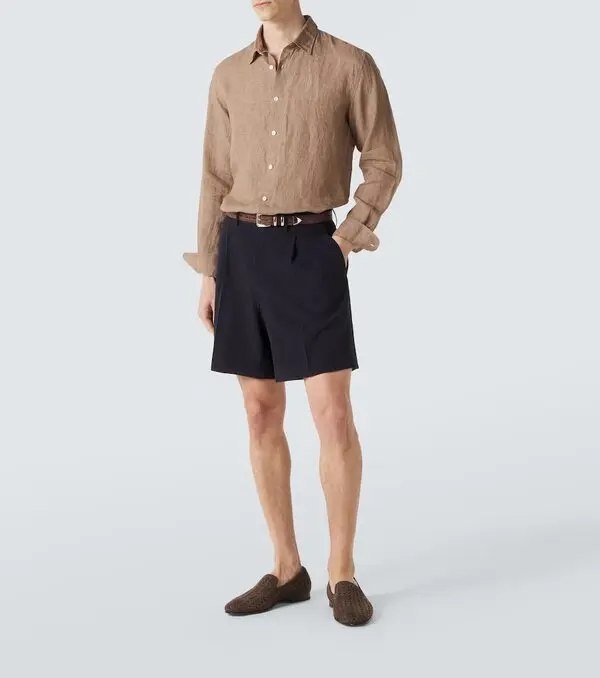 Sunspel Linen Shirt - Brown