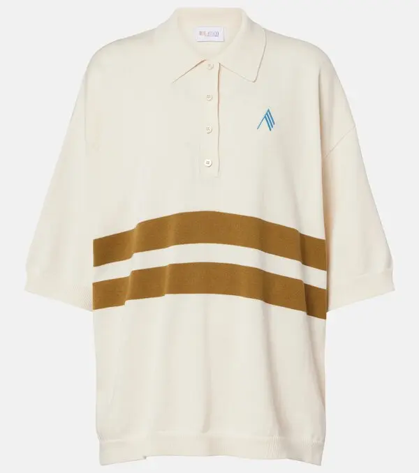 Attico Striped Oversized Cotton Polo Shirt