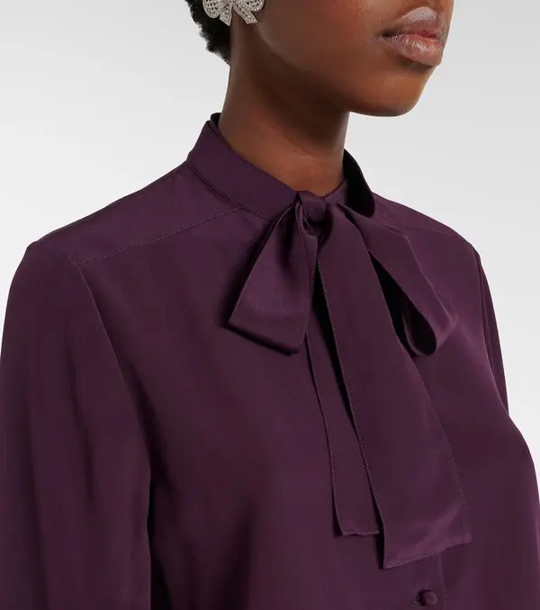 Valentino Garavani Tie-neck Silk Crêpe De Chine Blouse - Purple