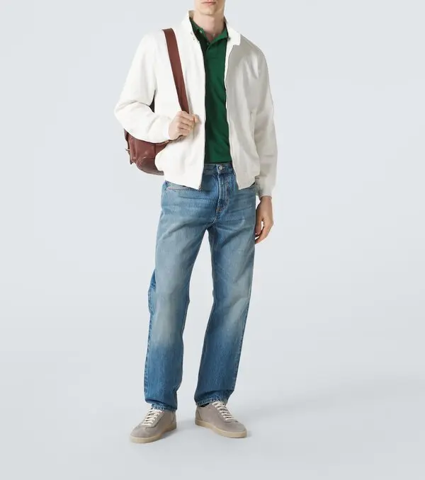 Polo Ralph Lauren Cotton Band Collar Zip-up Jacket - White