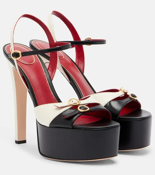 Valentino Garavani Leather Platform Sandals - Black
