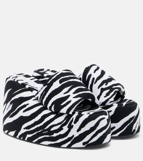 Attico Zebra-print Platform Slides - Black
