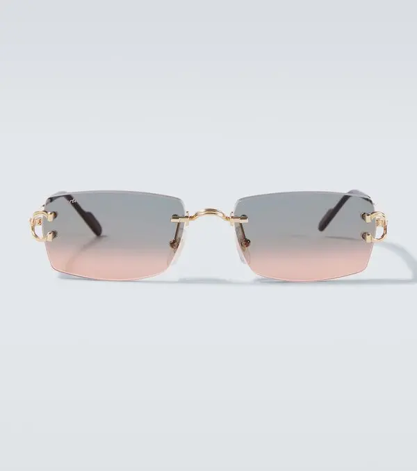 Cartier Signature C De Rectangular Sunglasses - Gold