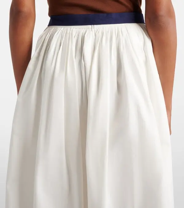 Prada Belted Cotton And Linen Midi Skirt
