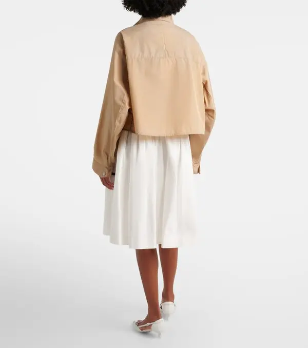 Prada Belted Cotton And Linen Midi Skirt