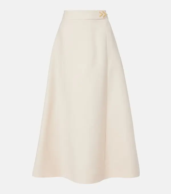 Valentino Garavani Vgold Crepe Couture Midi Skirt - White