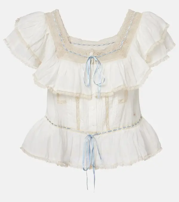 Rixo Melisa Embroidered Cotton Blouse - White