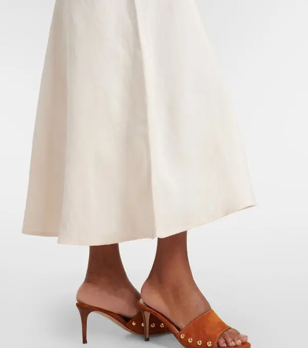Rixo Amari Embroidered Linen-blend Midi Dress - White