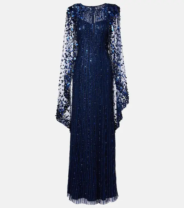 Jenny Packham Embellished Gown - Blue