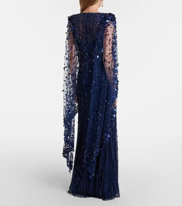 Jenny Packham Embellished Gown - Blue