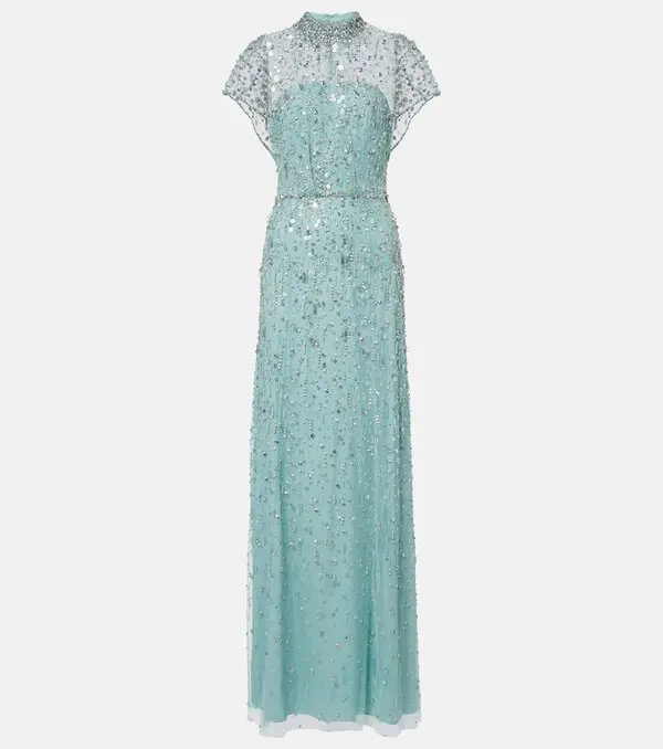 Jenny Packham Embellished Gown - Blue