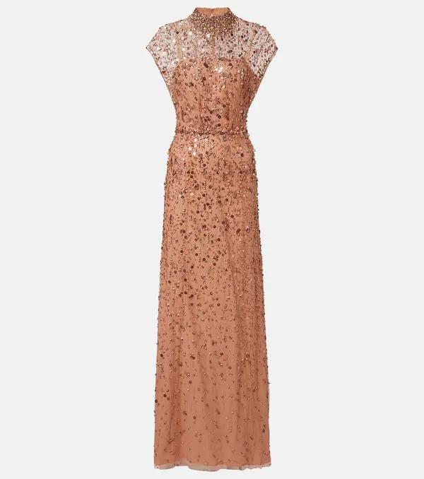 Jenny Packham Embellished Gown - Blue