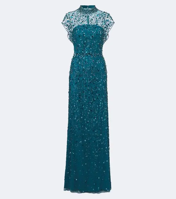 Jenny Packham Embellished Gown - Blue