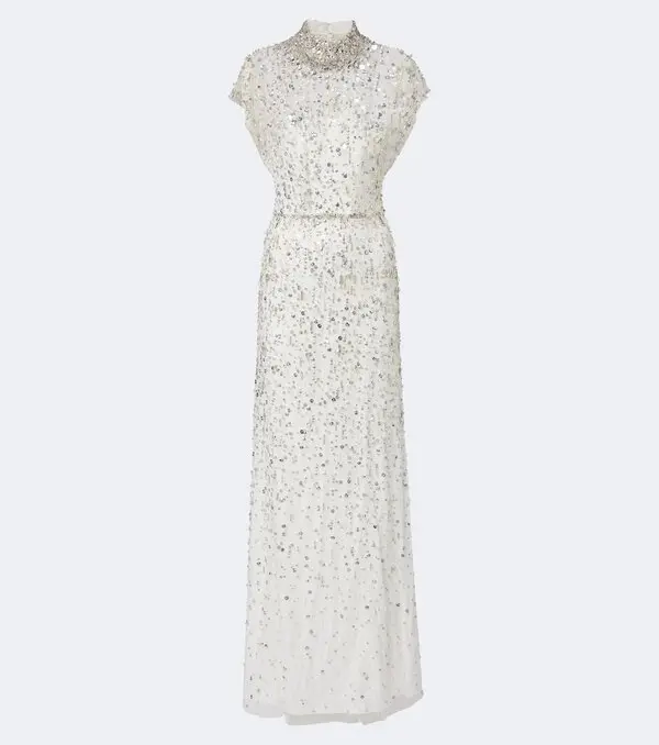 Jenny Packham Embellished Gown - White