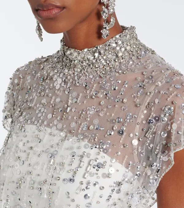 Jenny Packham Embellished Gown - White