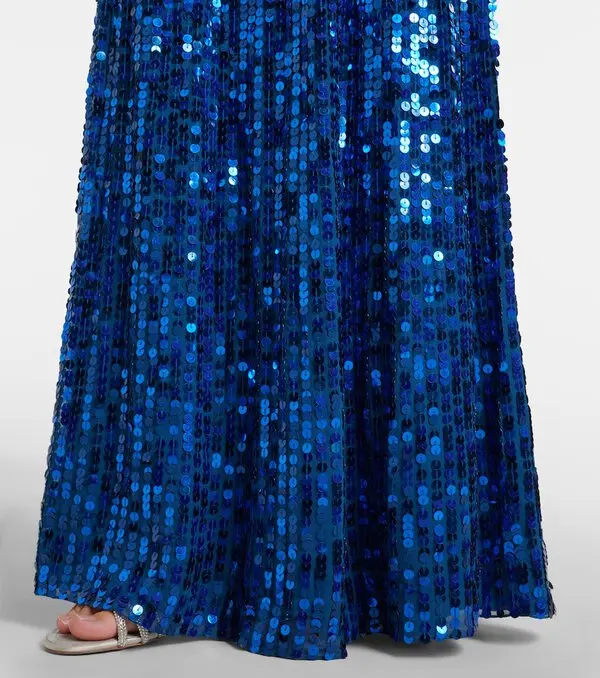 Jenny Packham Embellished Fringed Gown - Blue