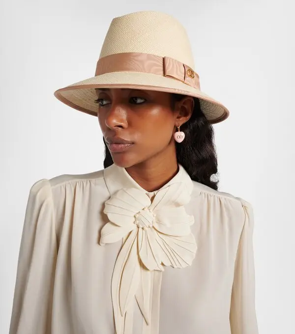 Valentino Garavani Vlogo Straw Panama Hat