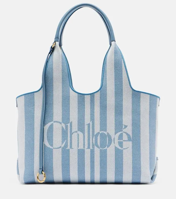 Chloé Large Logo Canvas Tote Bag - Blue