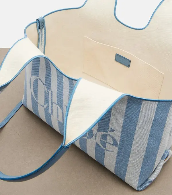 Chloé Large Logo Canvas Tote Bag - Blue