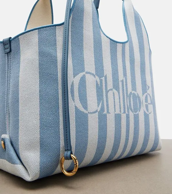 Chloé Large Logo Canvas Tote Bag - Blue
