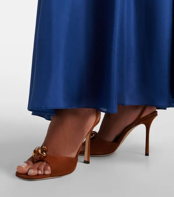 JIMMY CHOO Embellished Suede Slingback Sandals