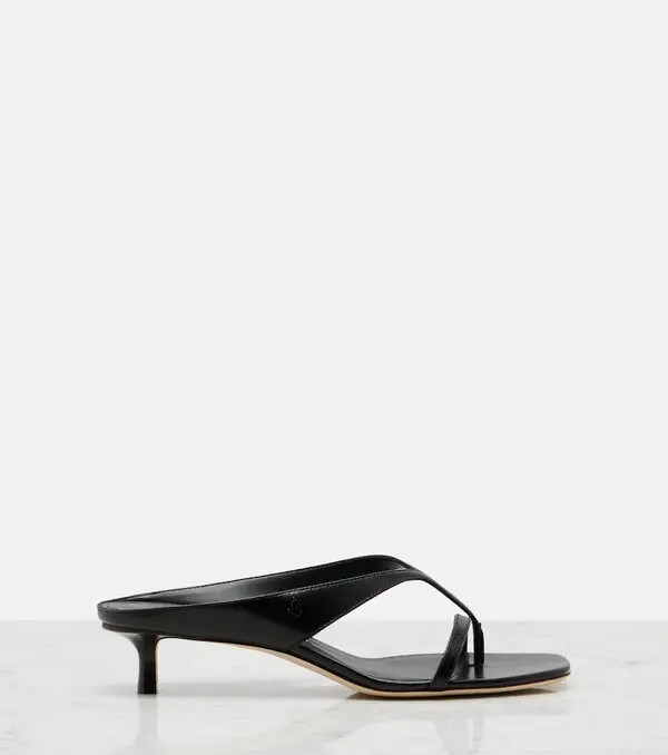 JIMMY CHOO Emery Leather Thong Sandals - Black