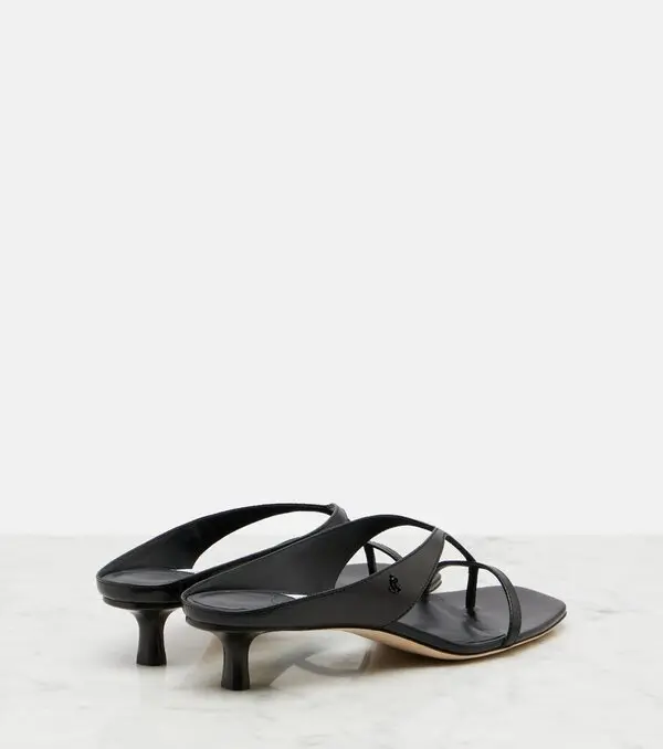 JIMMY CHOO Emery Leather Thong Sandals - Black