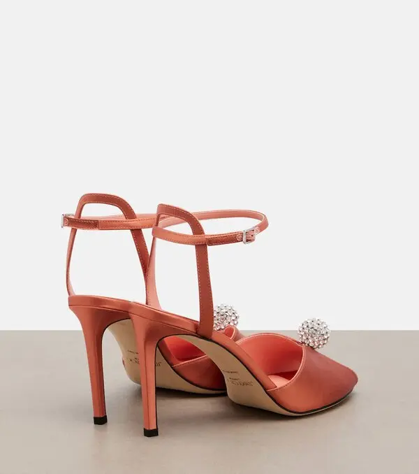 JIMMY CHOO Embellished Satin Sandals - Pink