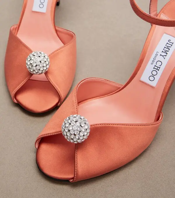 JIMMY CHOO Sacora Embellished Satin Sandals - Pink