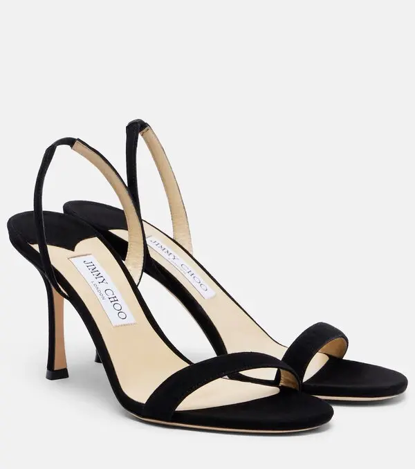 JIMMY CHOO Suede Slingback Sandals - Black